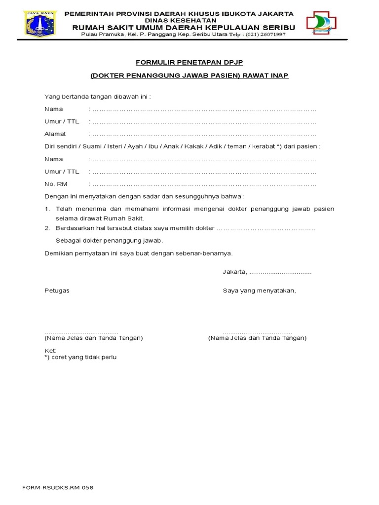 Formulir Penetapan DPJP | PDF