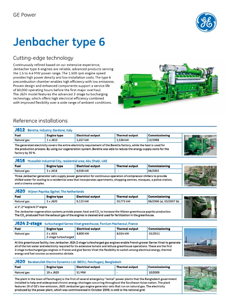 Jenbacher Type 6 Fs en Metric 2016 | PDF | Combustion | Turbocharger