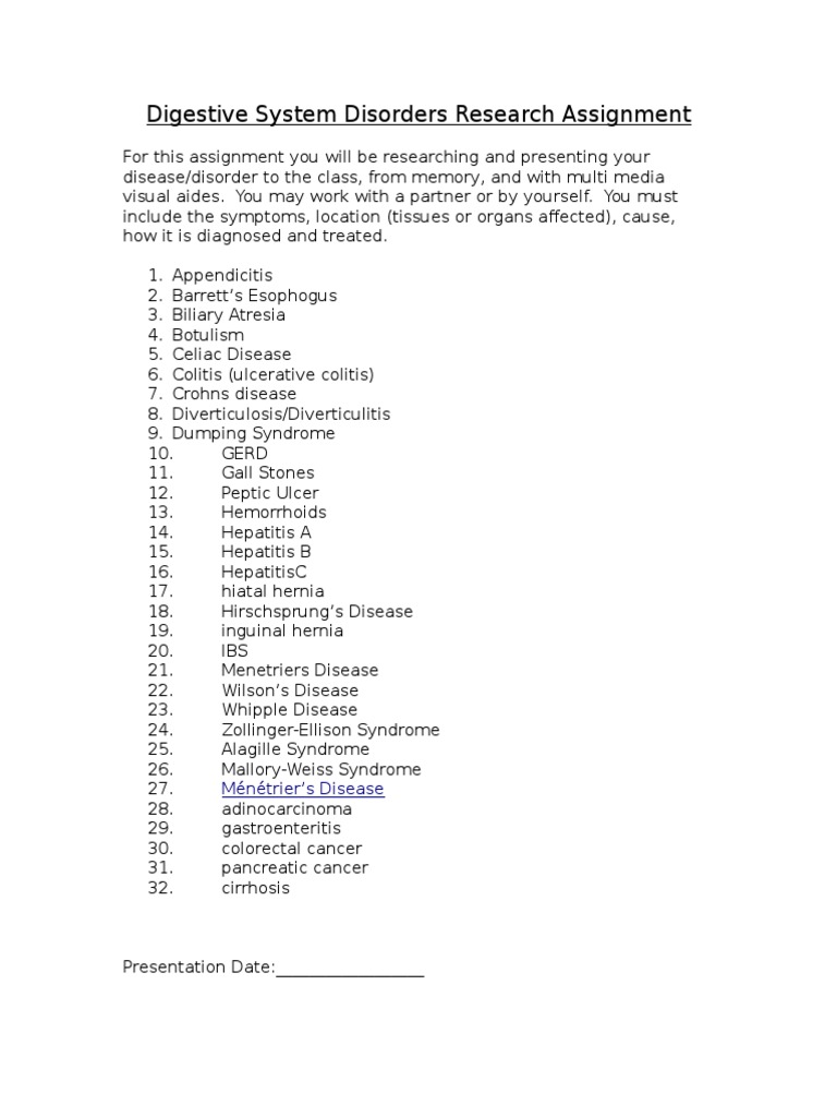 Digestive System Disorders Research Assignment | PDF | Hepatitis ...