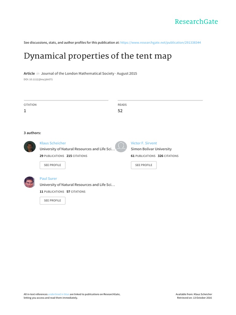Dynamical Properties of The Tent Map | PDF | Sequence | Mathematical ...