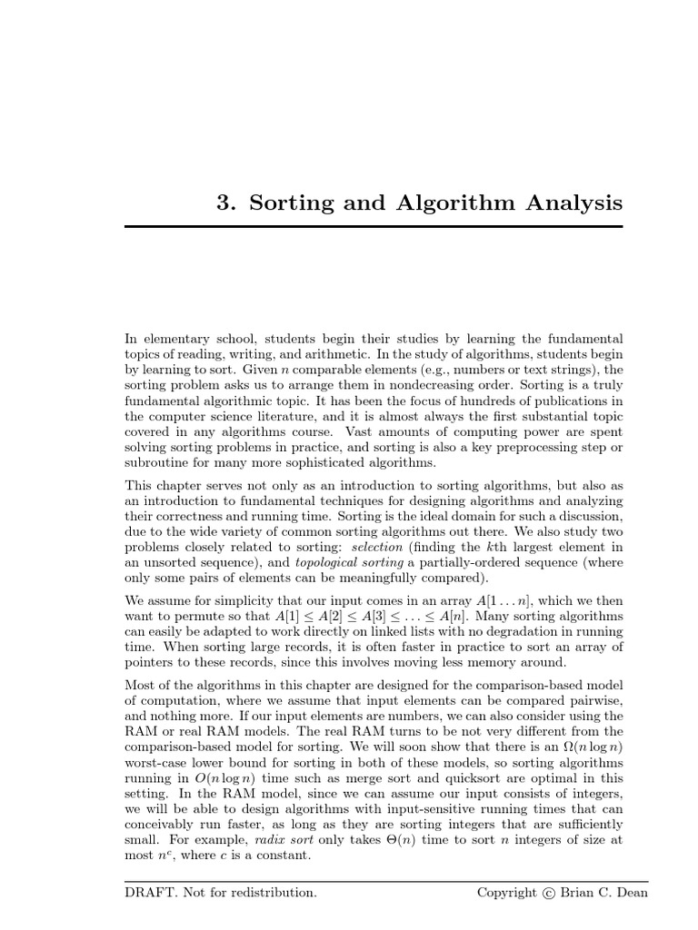Sorting And Algorithm Analysis Pdf Time Complexity Recursion