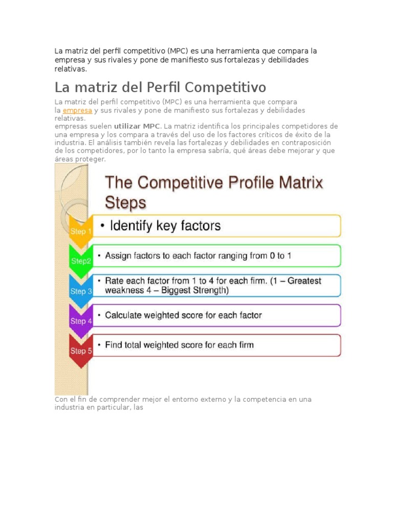 Matriz de Perfil Competitivo: Análisis Comparativo | PDF
