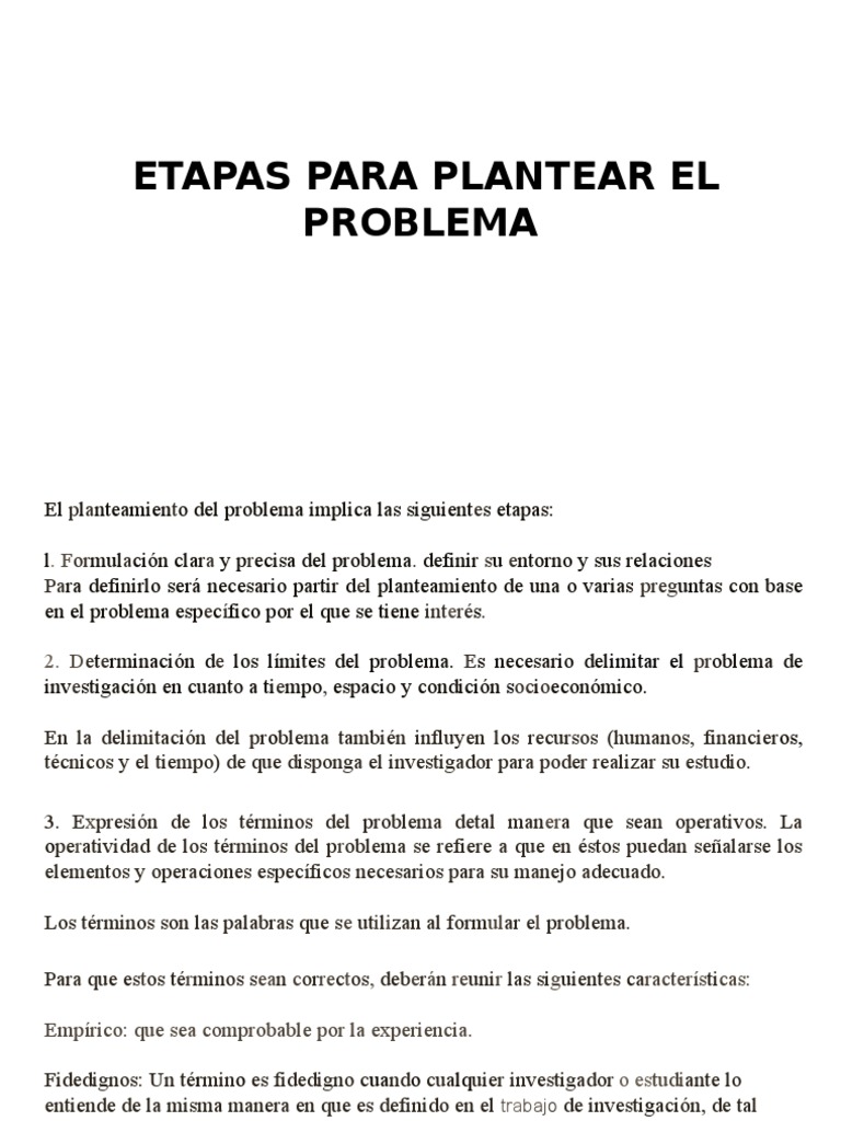 Etapas para Plantear El Problema | PDF | Teoría | Interacciones de ...
