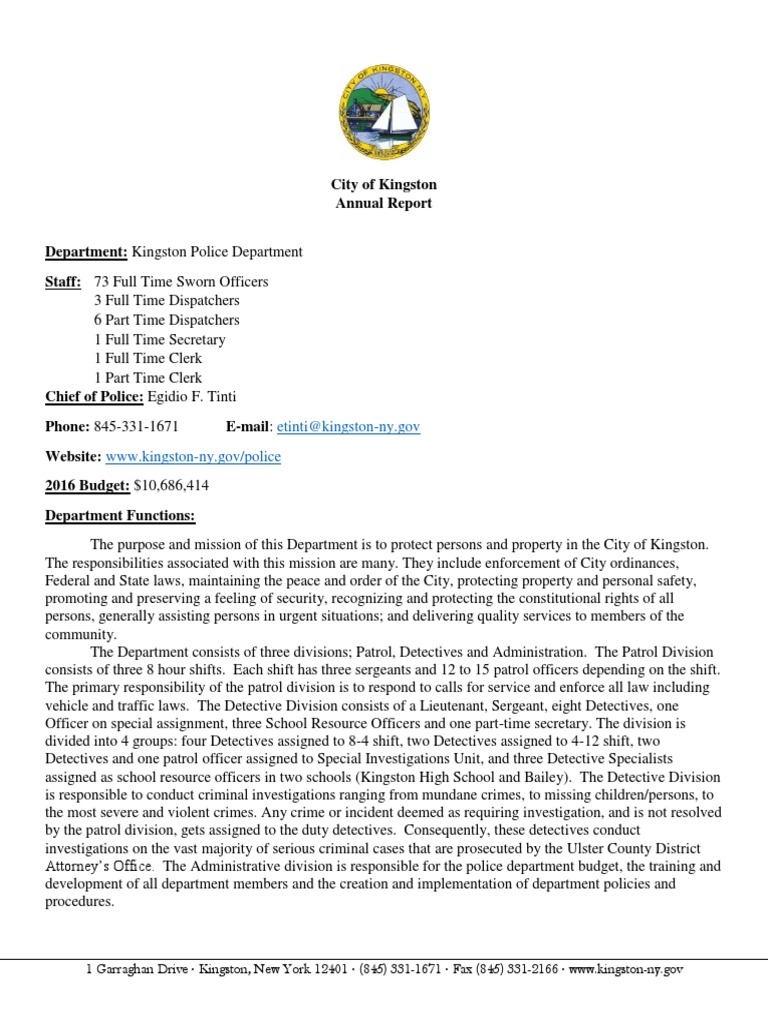 Kingston Police Department Report | PDF | Detective | Police