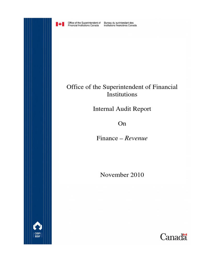 Office of The Superintendent of Financial Institutions Internal Audit ...