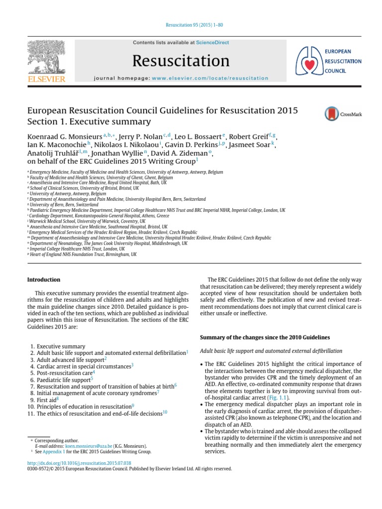 ERC Guidelines 2015 FULL PDF | Download Free PDF | Cardiopulmonary ...