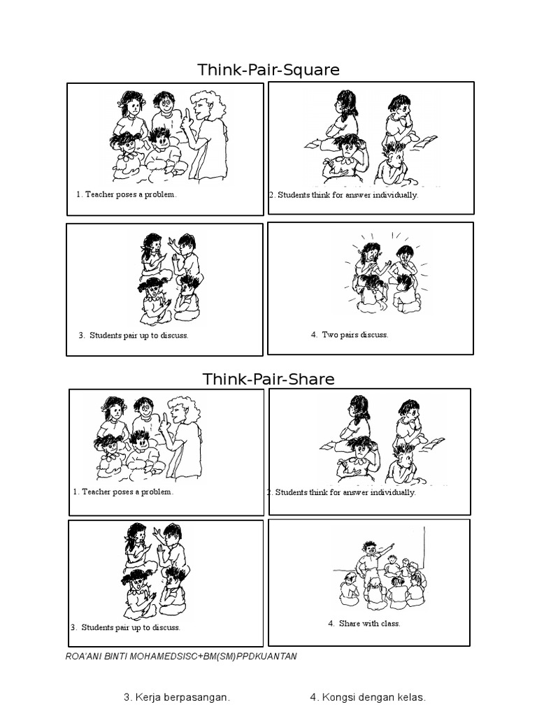 Think-Pair-Square: 4. Kongsi Dengan Kelas. 3. Kerja Berpasangan | PDF