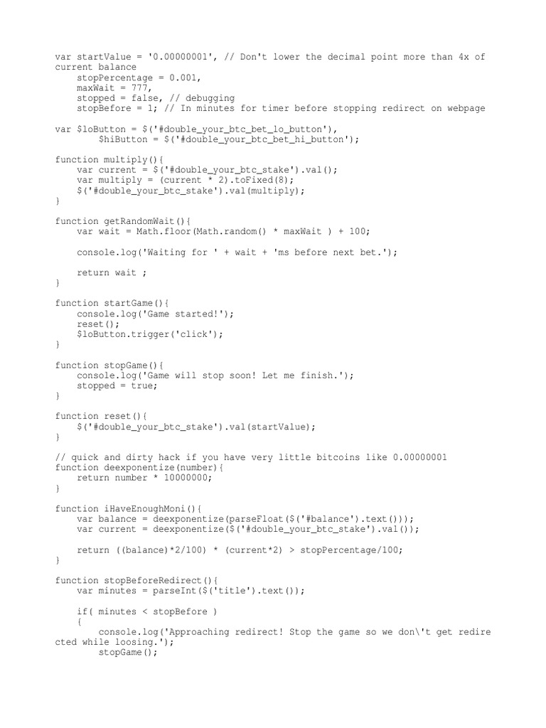 Automated Bitcoin Betting Script with Randomized Timers and Stop ...