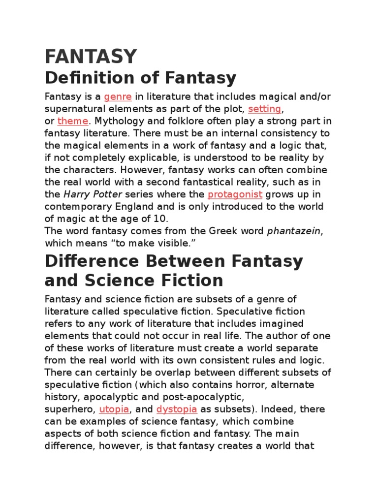 Definition of Fantasy | PDF | Fantasy | Science Fiction