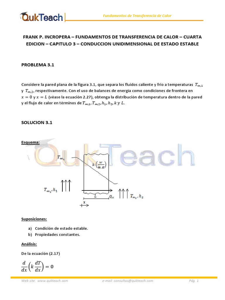 Ejercicios Del Incropera PDF | PDF | Transferencia de calor | Convección