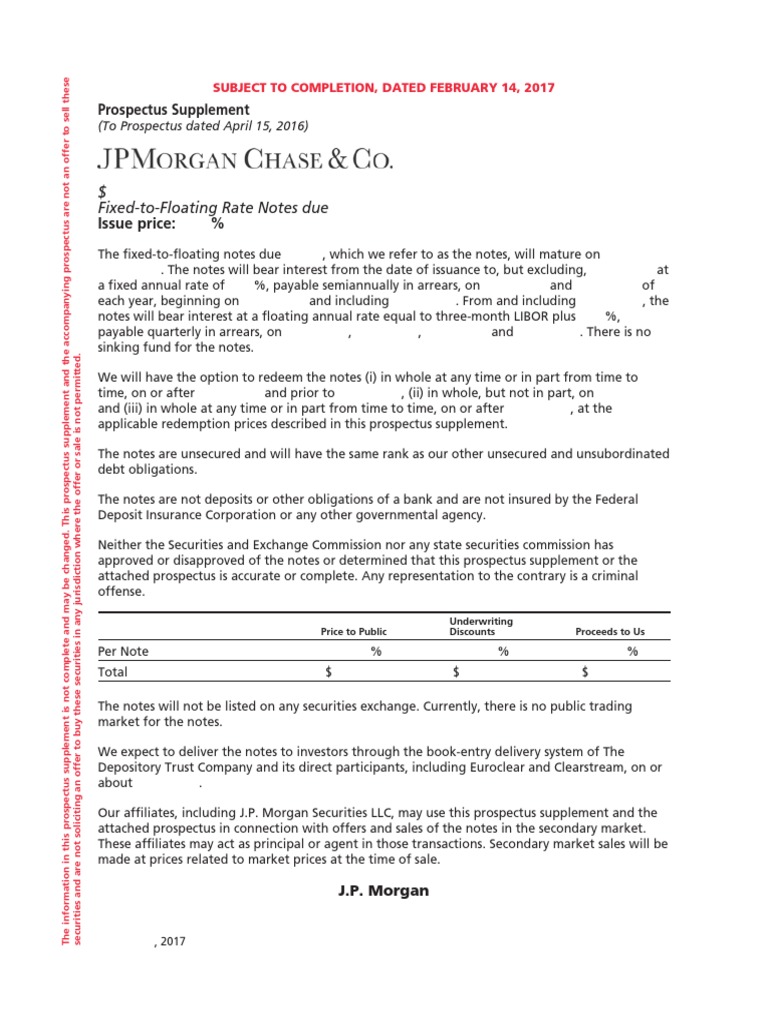JPM Prospectus | PDF | Chase Bank | Jp Morgan Chase