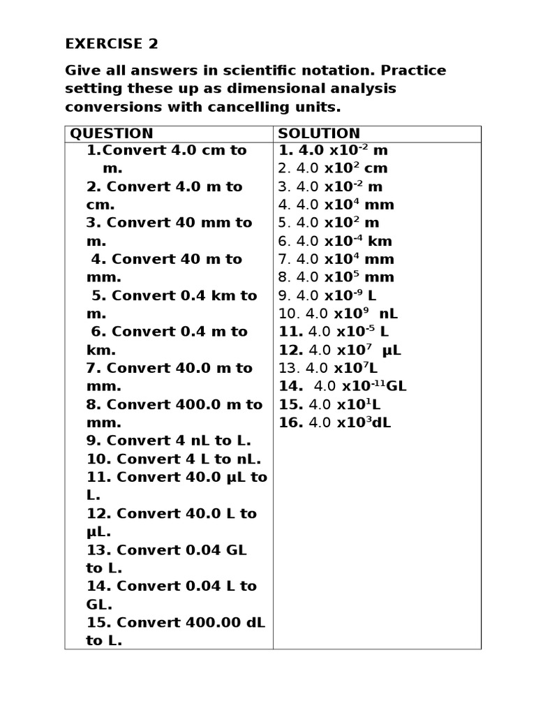 Unit Conversion Exercises in Science | PDF | Technology & Engineering