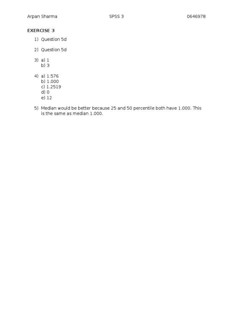 SPSS Exercise 3 Analysis Results | PDF