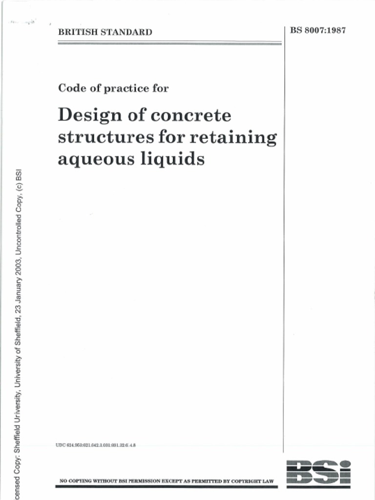 Design of Concrete Structures For Retaining Aqueous Liquids | PDF