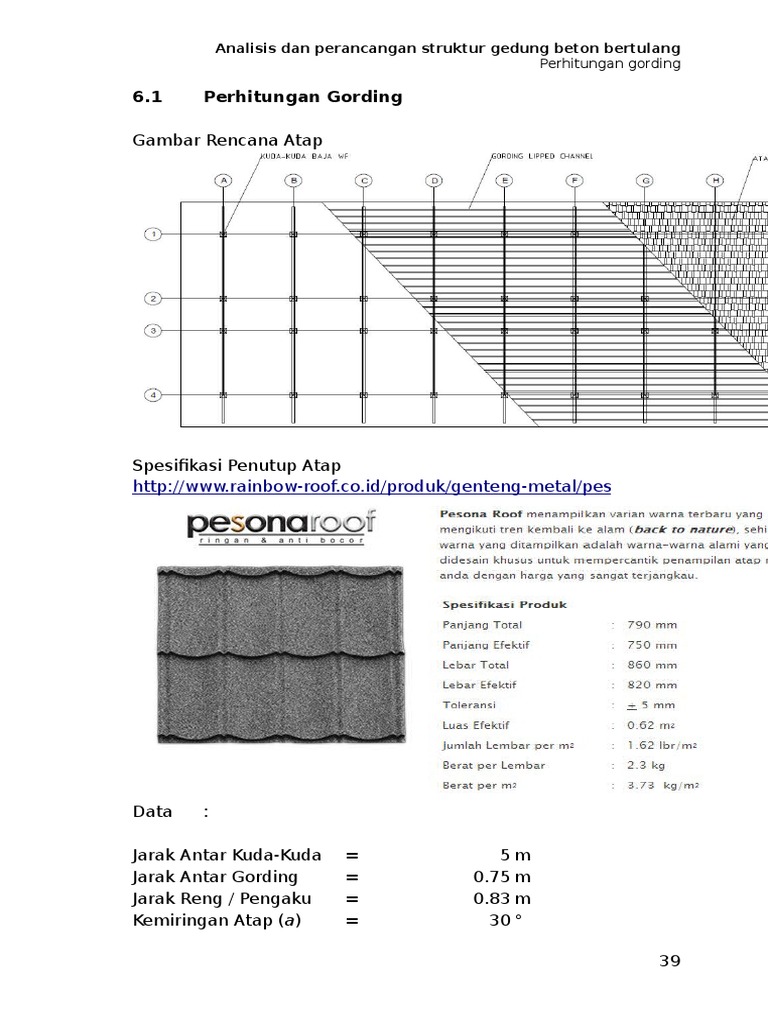11a. Perhitungan Gording (39-47) (Done) | PDF