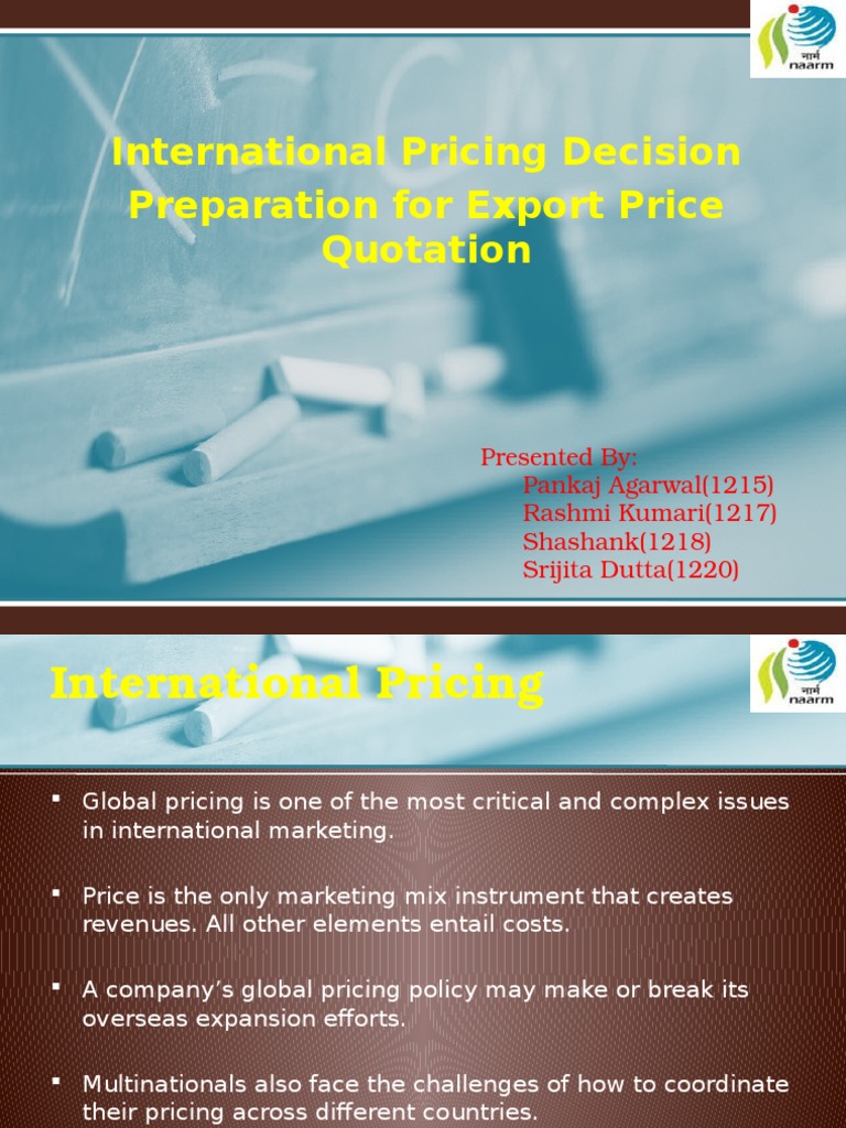 International Pricing Decision Preparation For Export Price Quotation ...