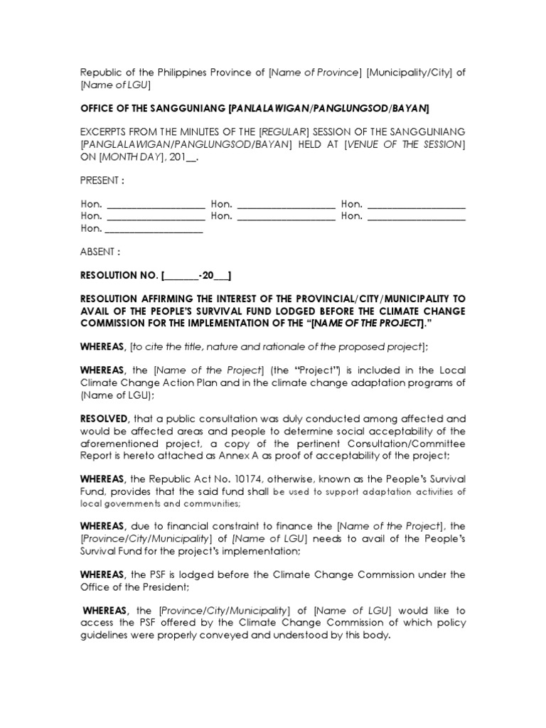 Sanggunian Resolution Template LGU | PDF | Justice | Crime & Violence
