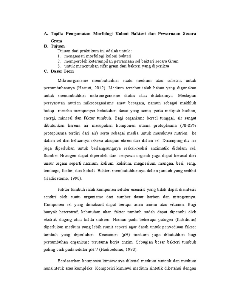 Laporan Praktikum Mikrobiologi Koloni Bakteri | PDF