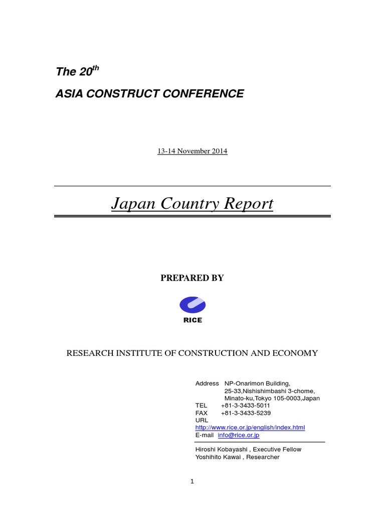 Japan Country Report: The 20 Asia Construct Conference | PDF ...