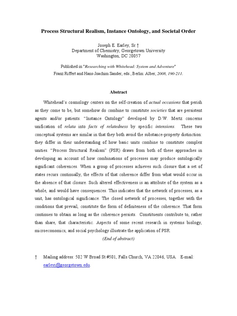 Process Structural Realism | PDF | Alfred North Whitehead | Combustion