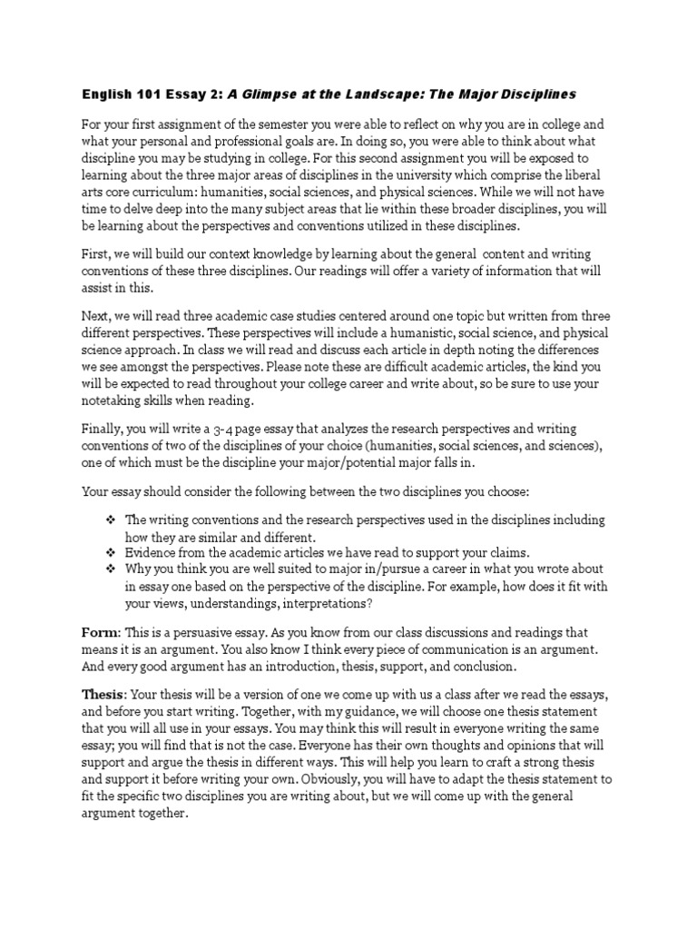 English 101 Essay 2 | PDF | Language Arts & Discipline