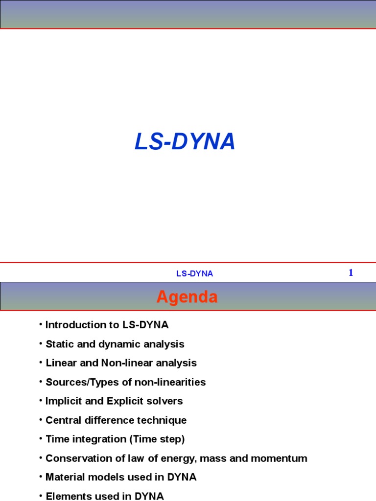 Lsdyna Basic Notes Pdf Deformation Engineering Nonlinear System