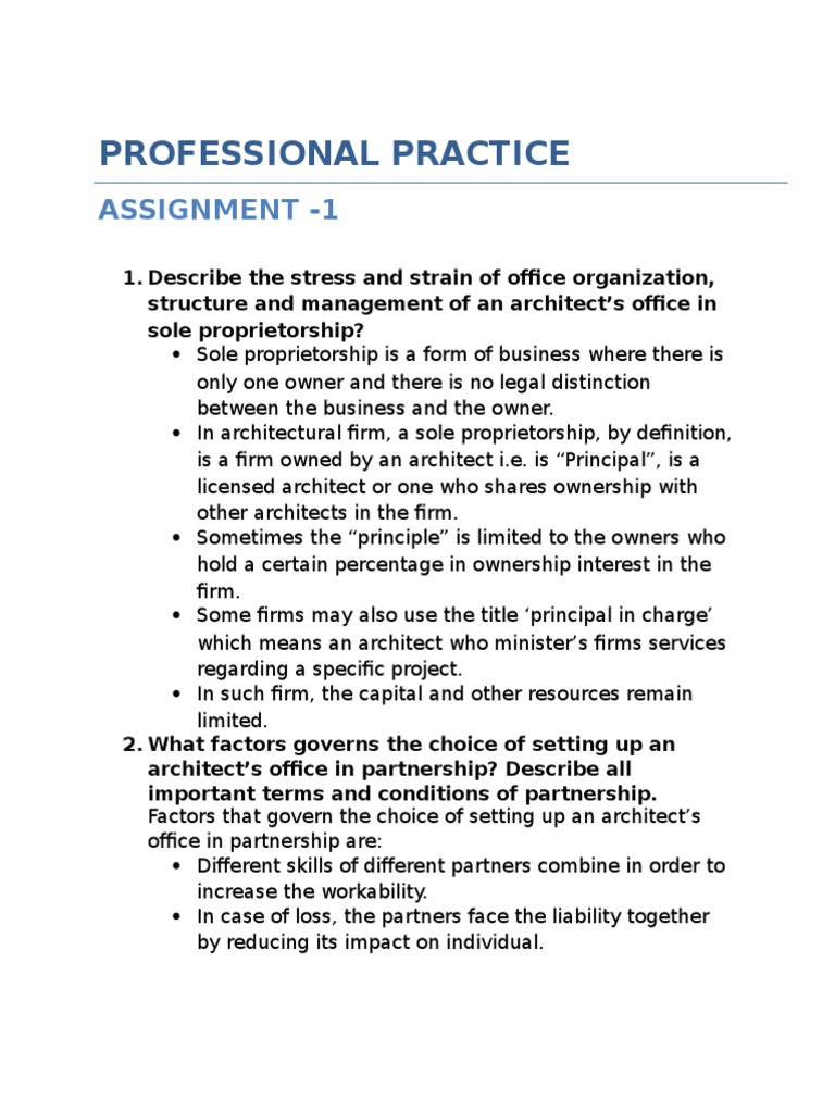 Professional Practice 1 | PDF | Partnership | Architect