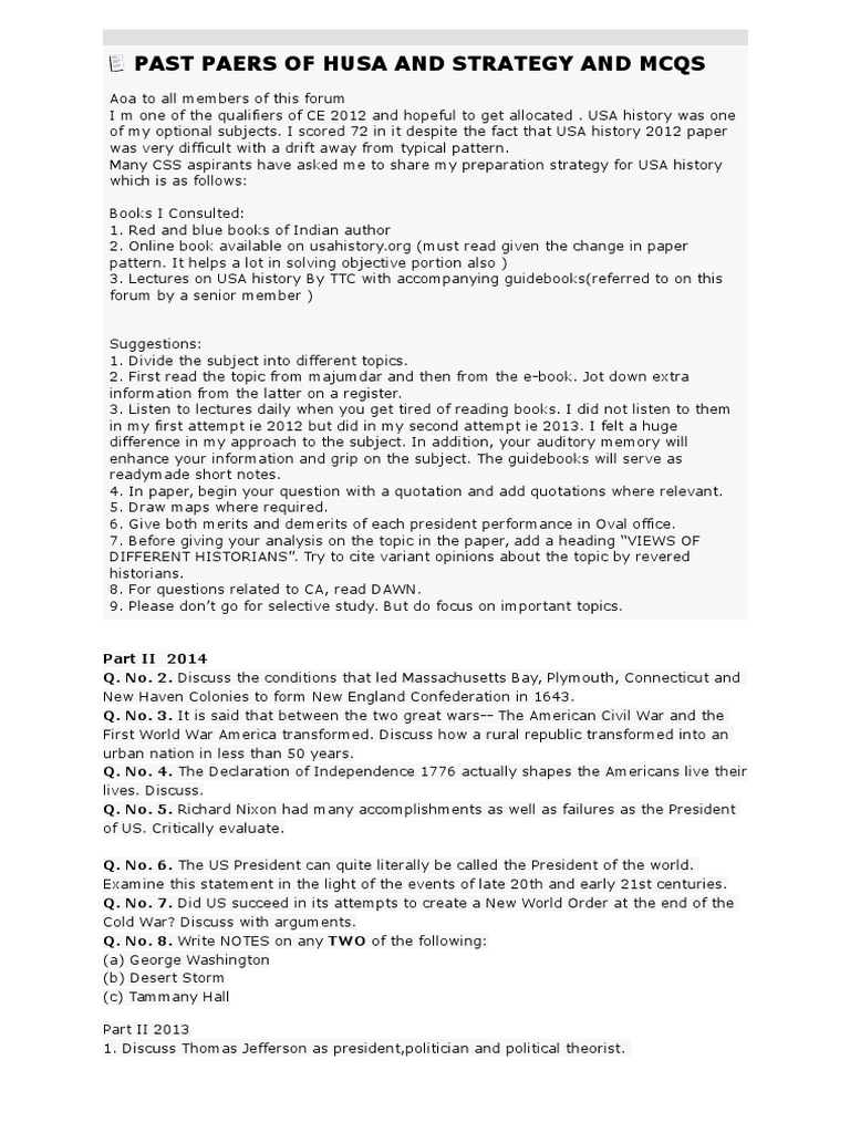 USA History Prep Strategy Css | PDF | Presidents Of The United States ...