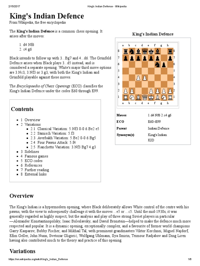 King's Indian Defence | PDF | Chess | Chess Theory