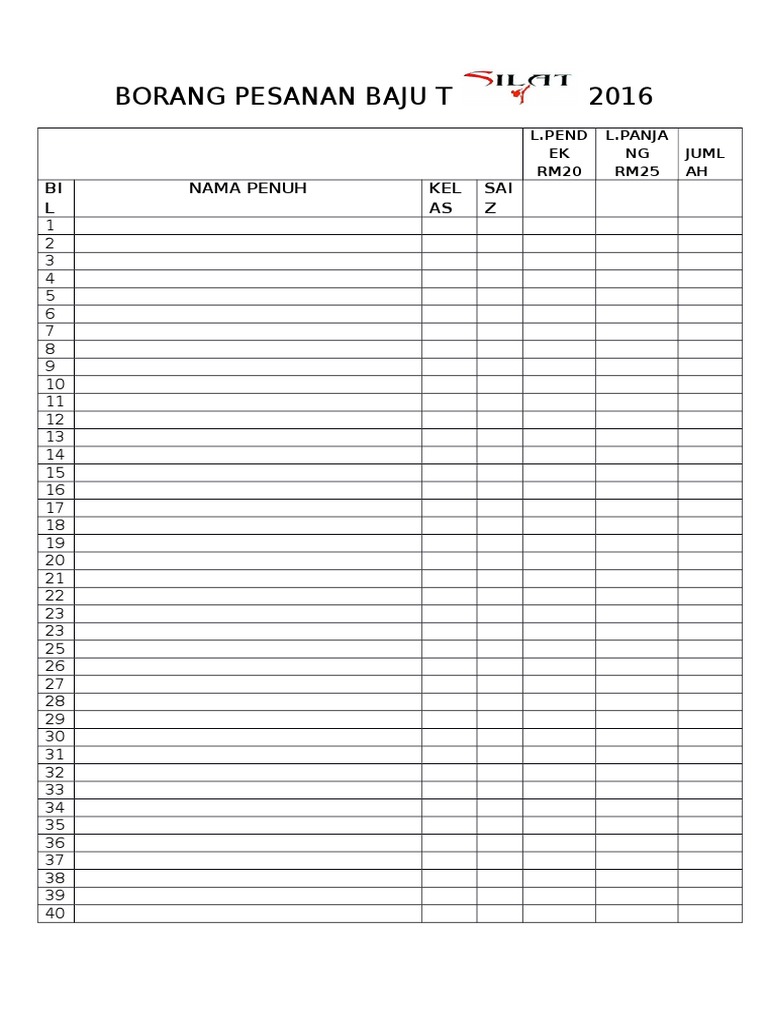 Borang Pesanan Baju T | PDF