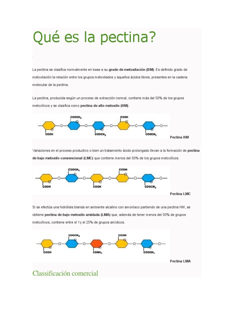 Clasificación y propiedades de la pectina | PDF | Solubilidad | Ph