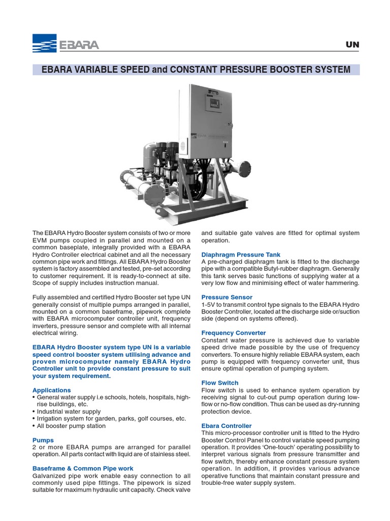 Variable Speed Booster System for Constant Water Pressure: An Overview ... Variable Speed Booster System for Constant Water Pressure: An Overview ...