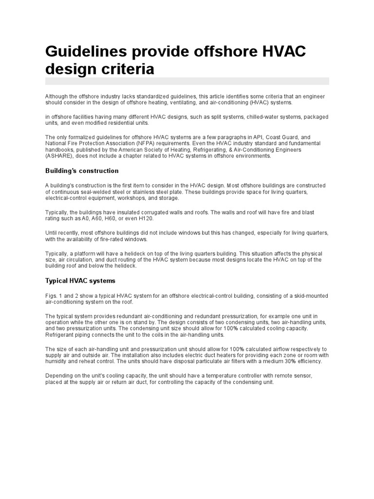 Offshore Hvac Design | PDF | Hvac | Duct (Flow)