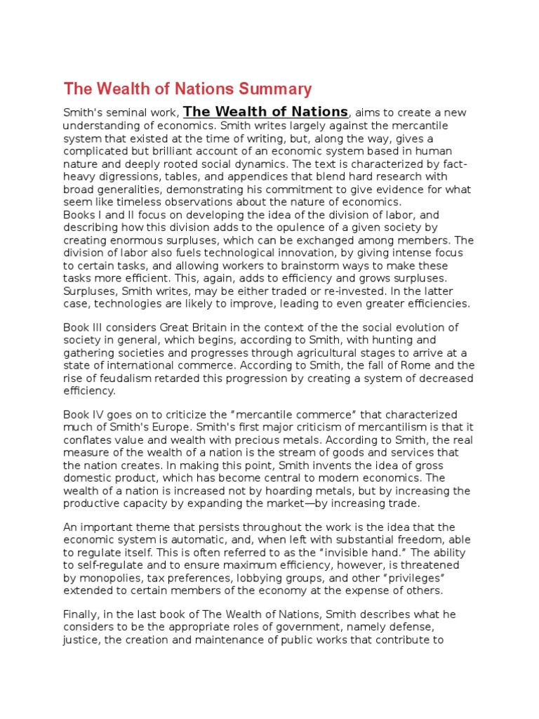 The Wealth of Nations Summary..docx | The Wealth Of Nations | Wealth