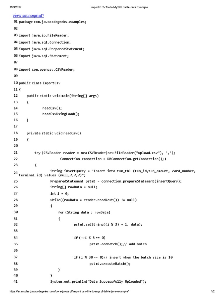 Import CSV File To MySQL Table Java Example | PDF | Software ...
