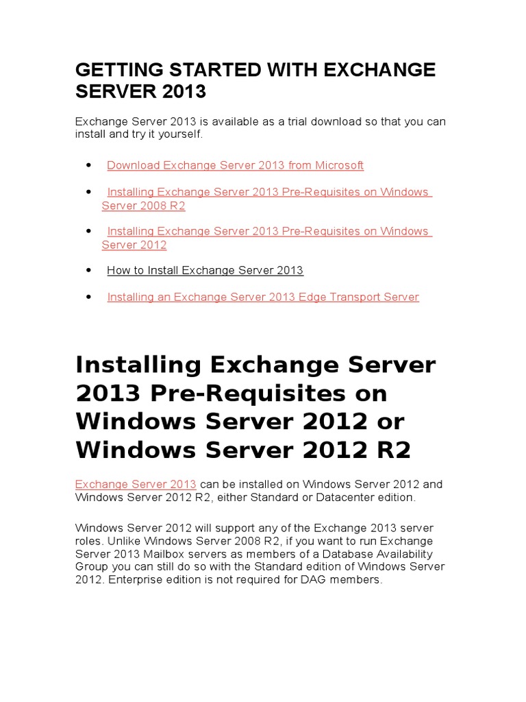 Exchange Server 2013 Installation Guide | PDF | Microsoft Exchange Server | Active Directory