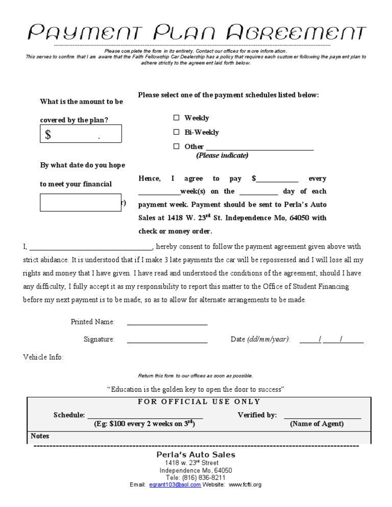 Payment Plan Agreement | PDF | Business