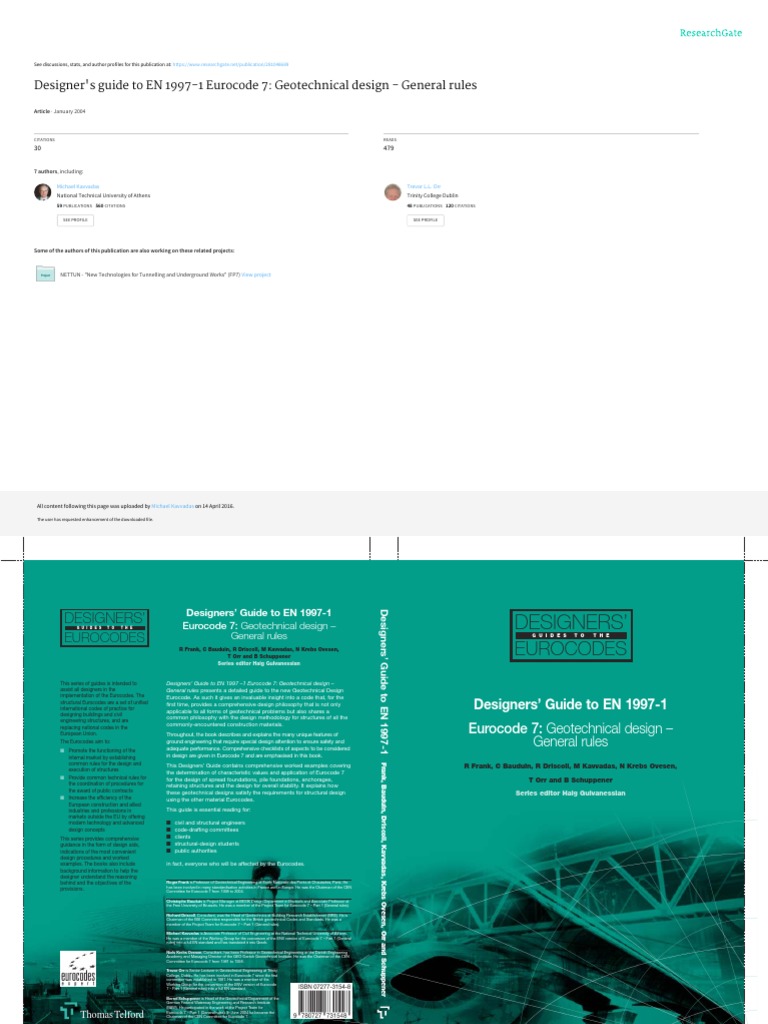 Designer's Guide To EN 1997-1 Eurocode 7: Geotechnical Design - General Rules | Geotechnical ...