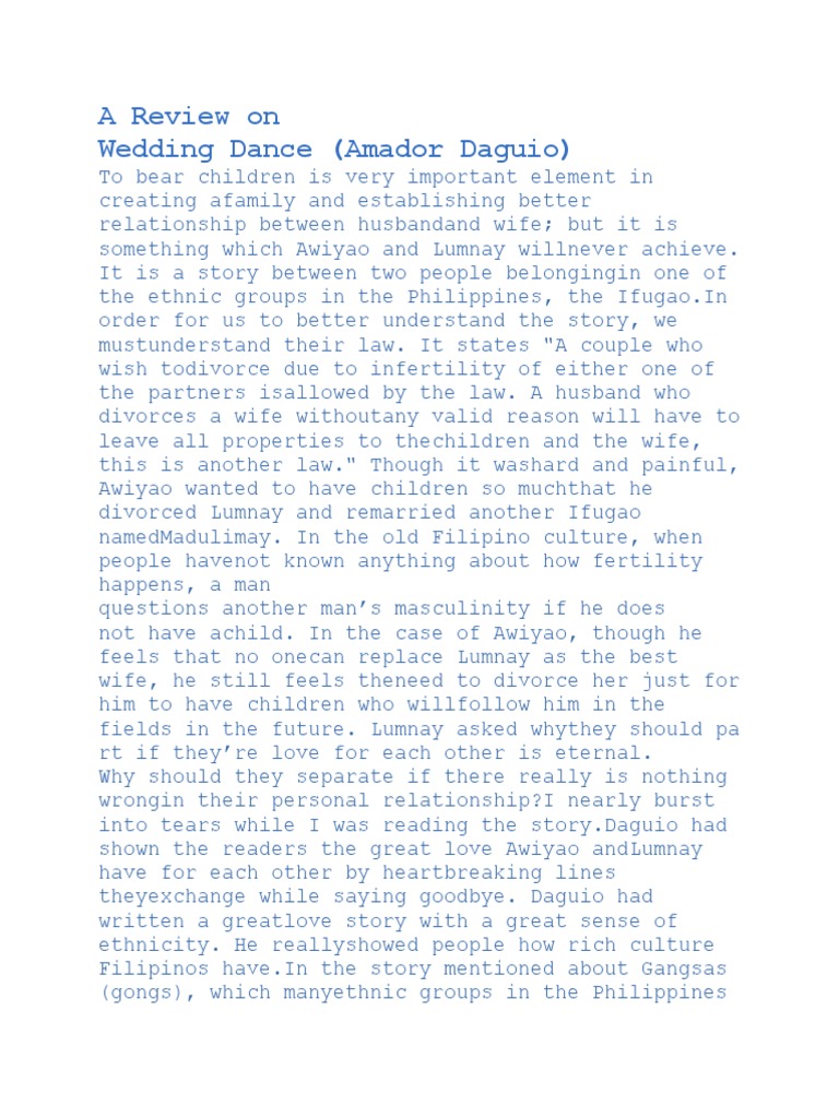 The Breaking of Tradition: A Review of Amador Daguio's Short Story "The ...