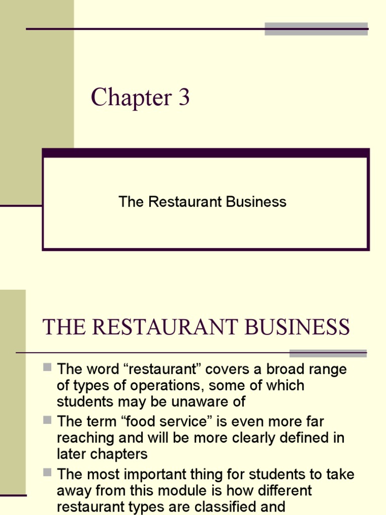 Chapter 3 The Restaurant Business | Download Free PDF | Fast Food ...