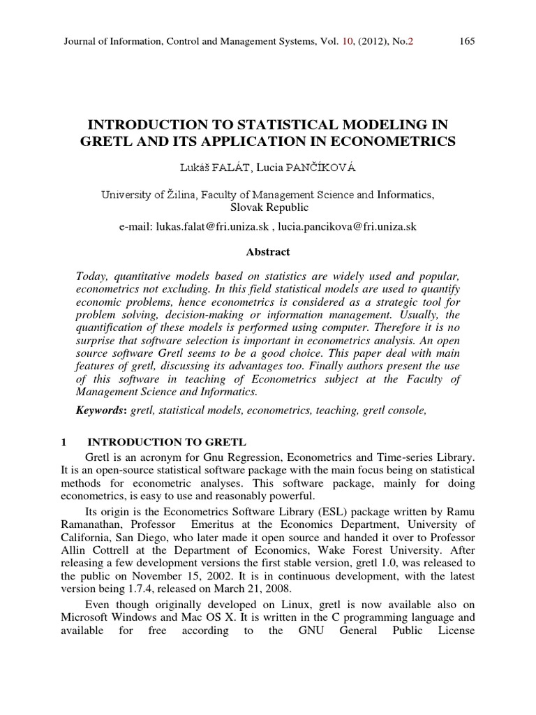 Gretl in Research | Download Free PDF | R (Programming Language) | Command Line Interface
