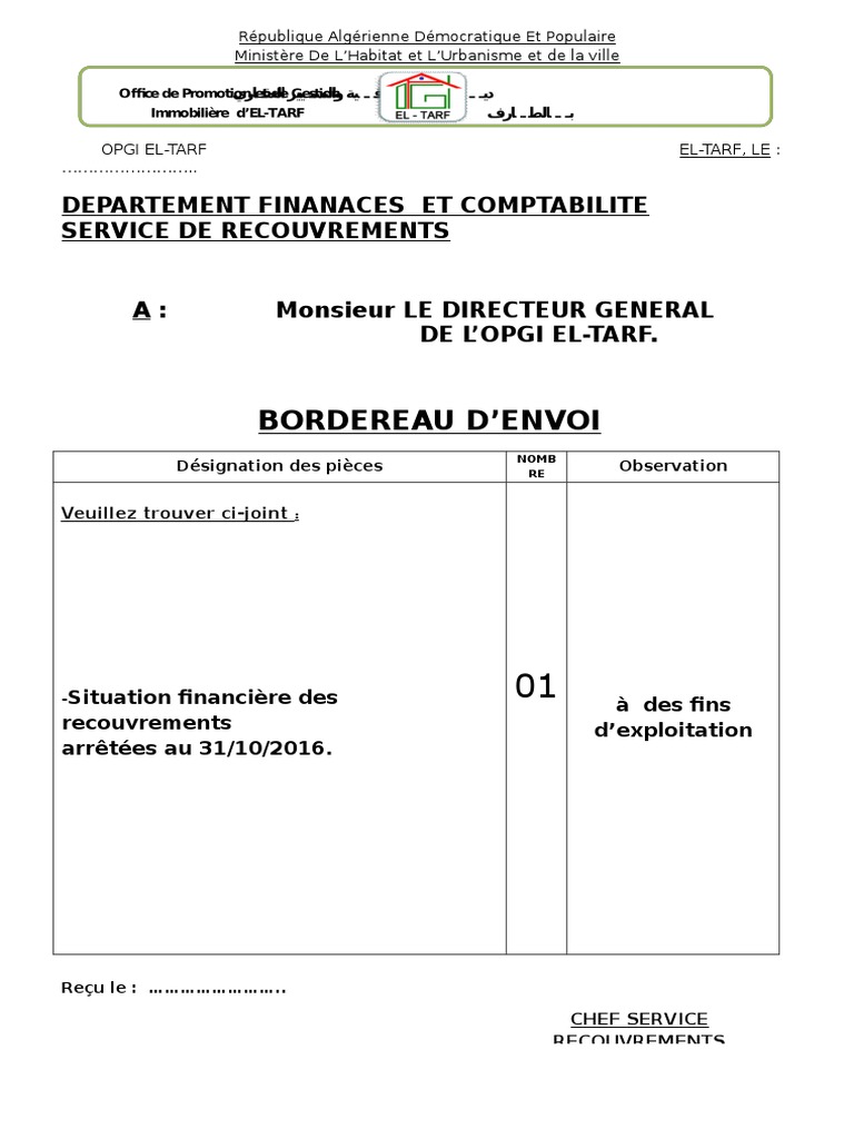 Bordereau D'envoi | PDF