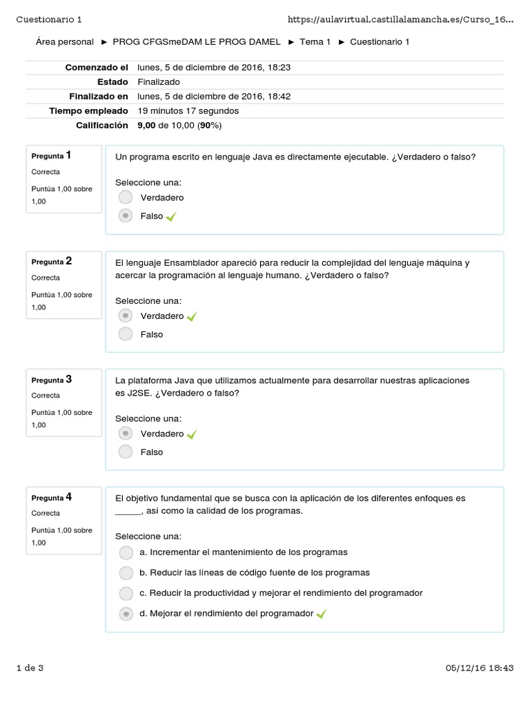 Cuestionario Java y Programación | PDF | Programación de computadoras | Java (lenguaje de ...