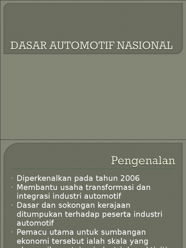 Objektif Dasar Automotif Nasional 2020 | PDF