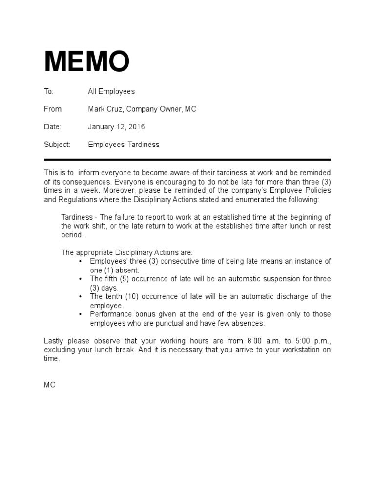 Example of MEMO (Technical Writing) | PDF