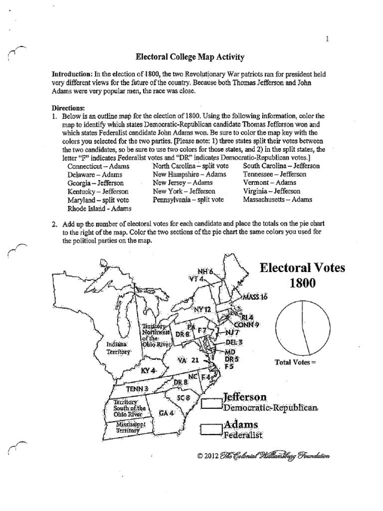 Electoral College Map Activity | PDF