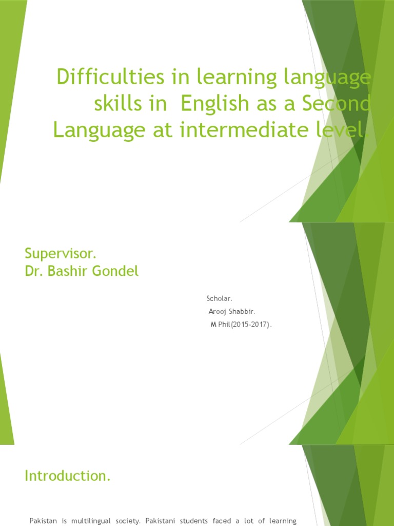 Difficulties in Learning Language Skills in English As | PDF ...