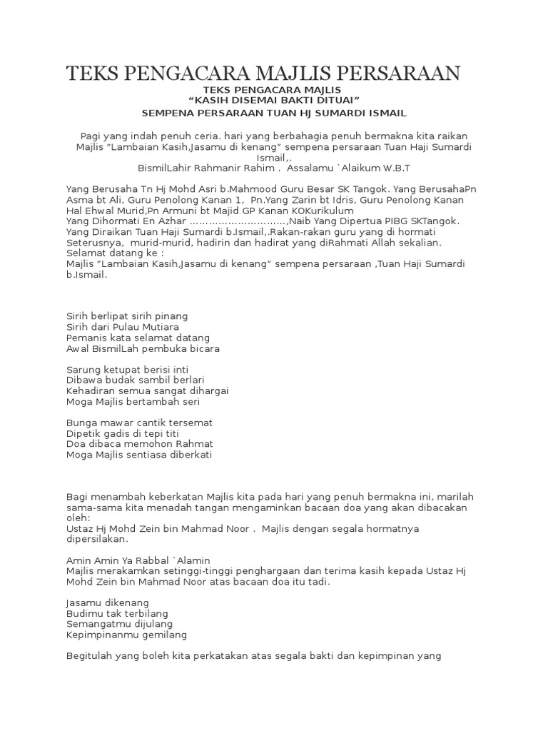 Teks Pengacara Majlis Persaraan | PDF