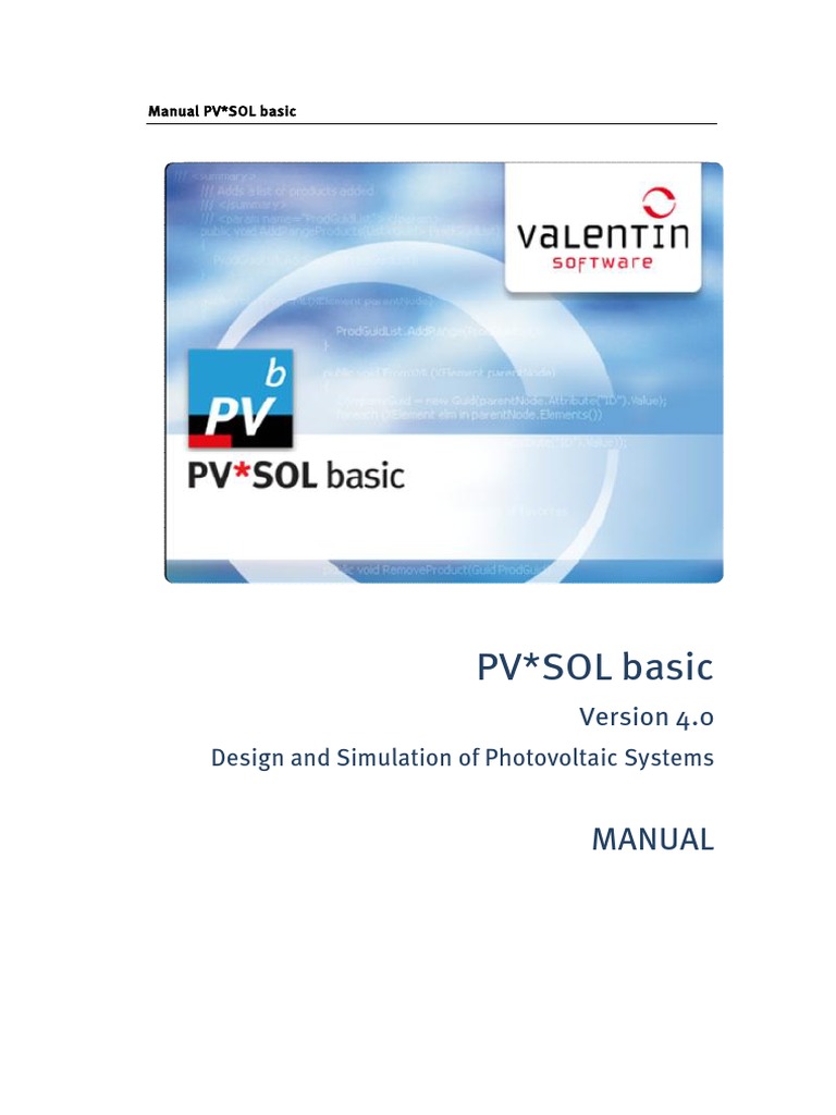 Valentin Software Pvsol Manual-Pvsolbasic | PDF | Photovoltaics ...
