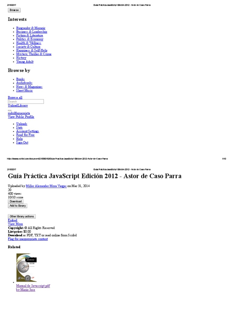 Guía Práctica JavaScript Edición 2012 - Astor de Caso Parra | Download Free PDF | Scribd ...